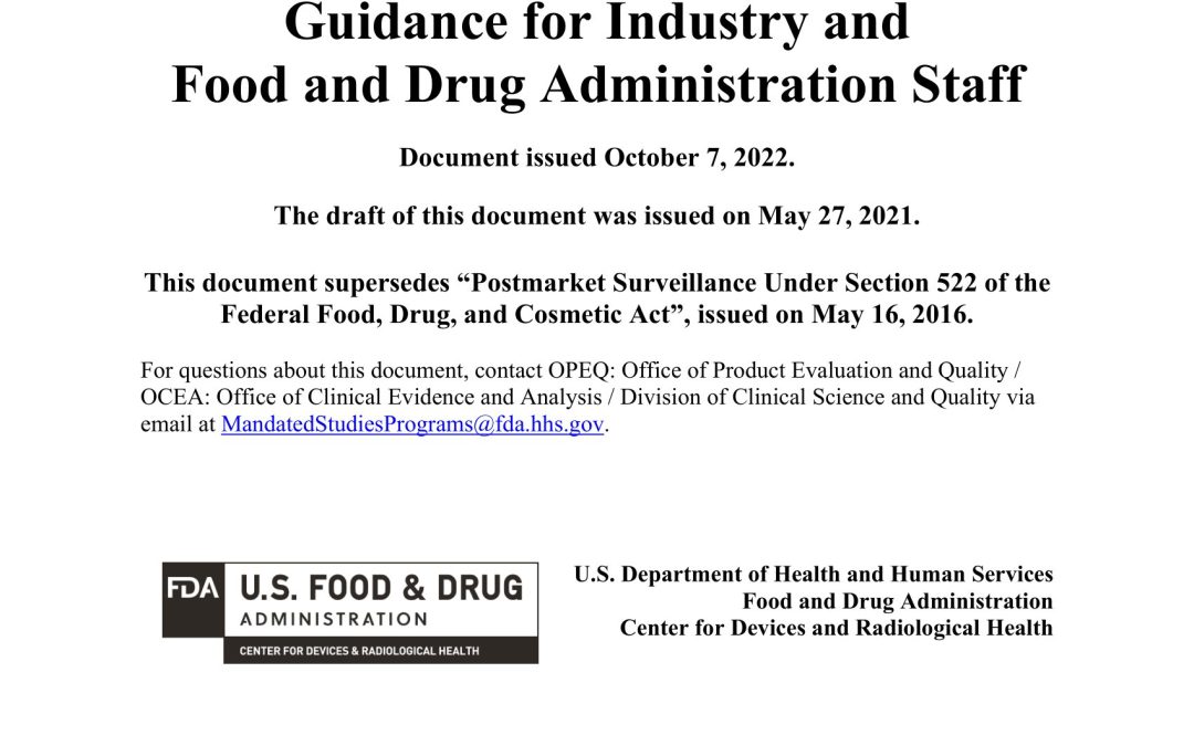 Postmarket Surveillance Under Section 522 of the Federal Food, Drug ...